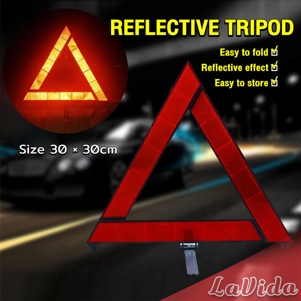 Car Emergency Breakdown Warning Triangle Red Reflective Car Tripod ...