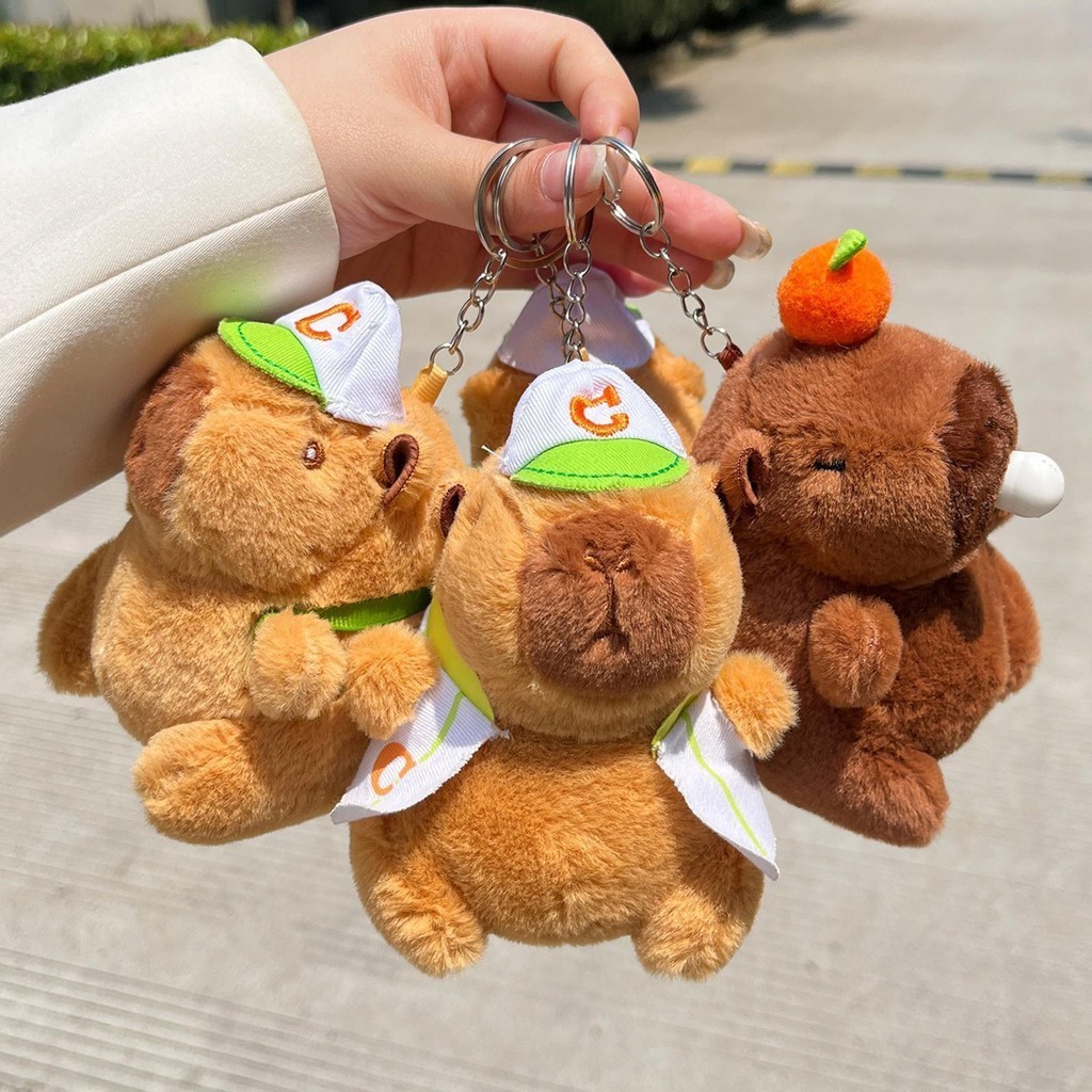 Capybara shape animal keychain, capybara plush toy keychain, Capibala ...