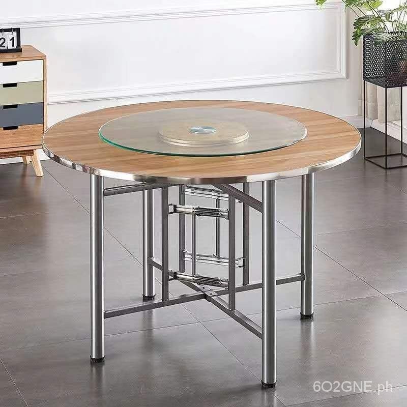 Steel Edge Large round Dining Table Factory in Stock Supply Foldable ...
