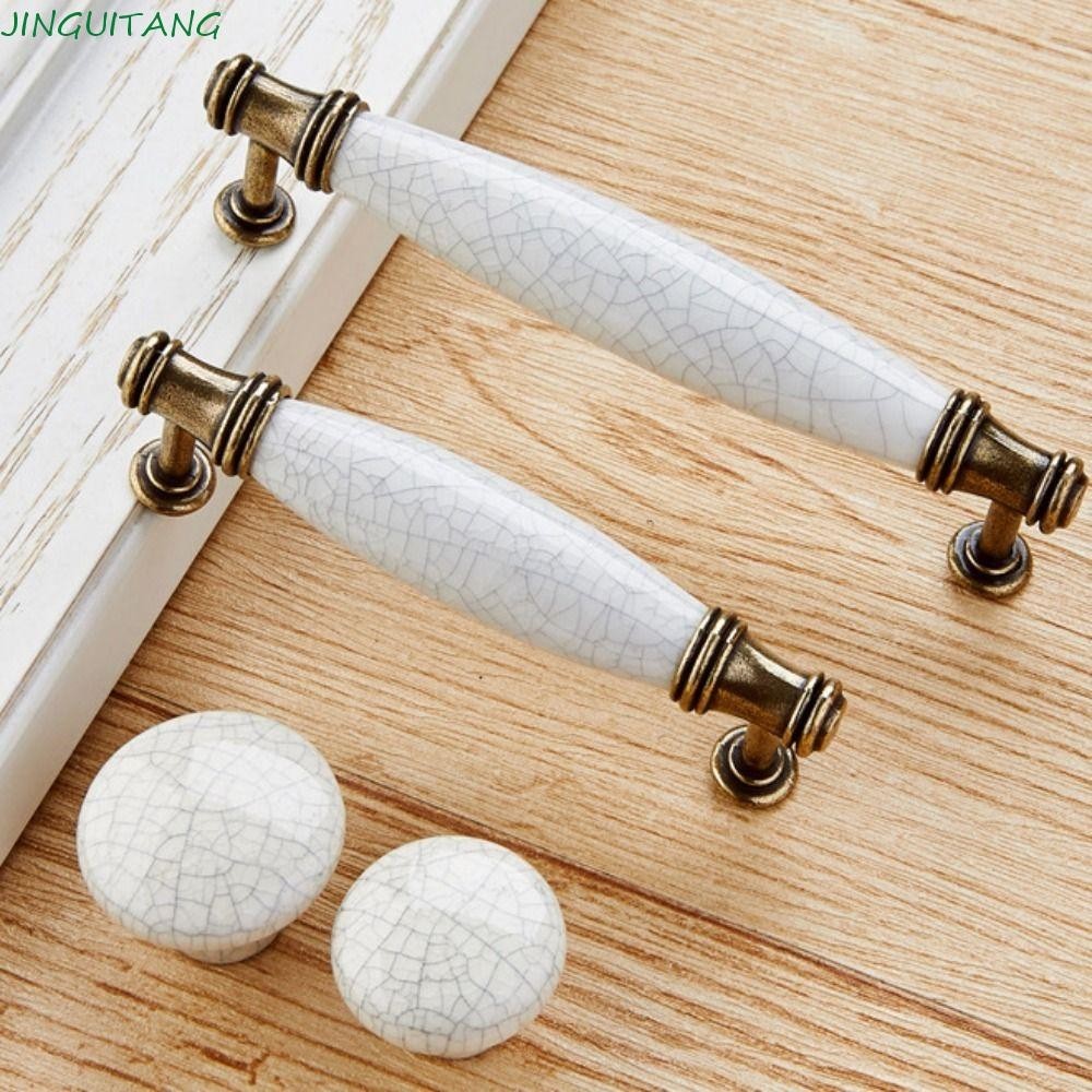 JINGUITANG Ceramic Cabinet Handles, Zinc Alloy White Drawer Knobs ...