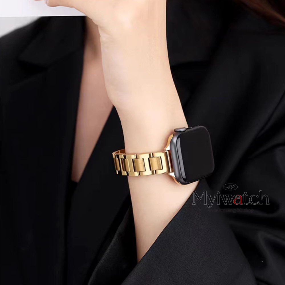 Luxury thin stainless steel metal strap For iWatch Series Ultra 9 8 7 6 SE 5 4 3 2 1 Cartier ...