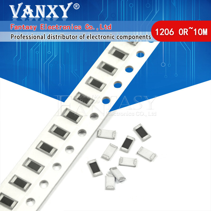100Pcs 1206 SMD resistor 0R ~ 10M 1/2W 0 1 10 100 150 220 330 ohm 1K 2 ...