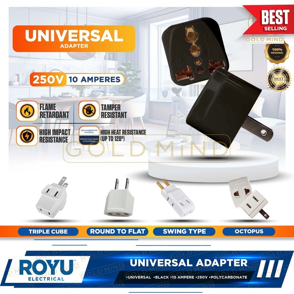 ROYU ADAPTER (Regular to Flat, Octopus, Universal Adapter, Round to ...
