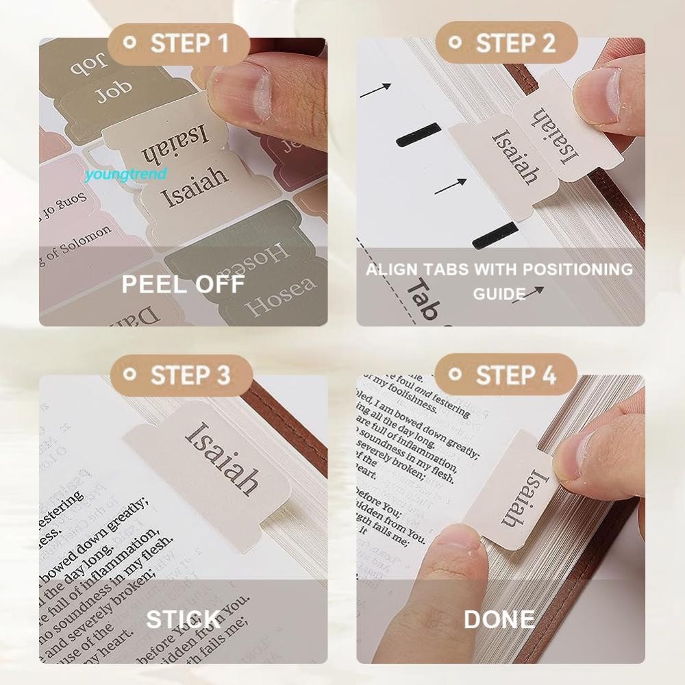 5 Sheet Self-adhesive Paper Tabs Bible Index Tabs Easy Read Bible Book ...