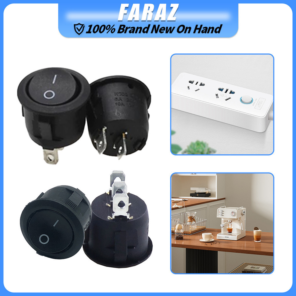 Black Mini Round 2/3 Pin ON-OFF Rocker Switch 1Pc 20mm Diameter Round ...