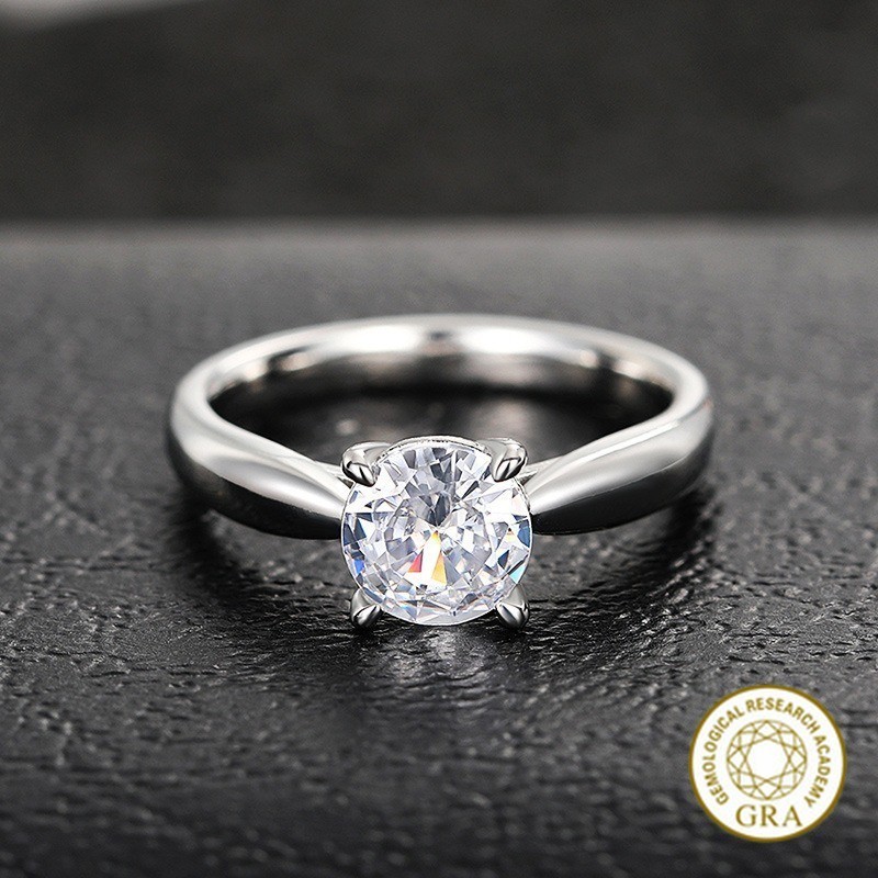 [Free GRA Certificate] Classic Simple Women's Four-Claw Moissanite 925 ...