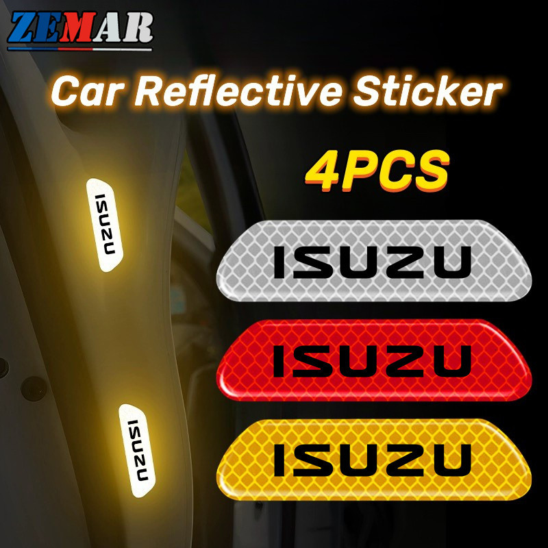 4Pcs ISUZU Car Door Reflective Sticker Scratch Protection Sticker ...