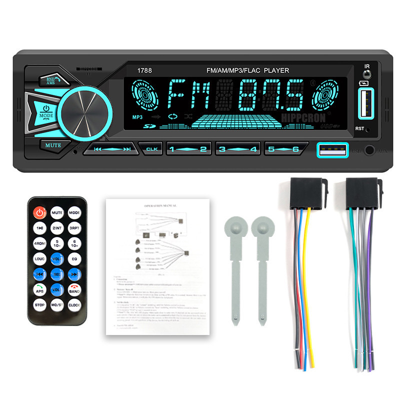 Car Radio Audio Bluetooth 1 Din MP3 Player Stereo Audio Music 60Wx4 FM Receiver with Remote ...