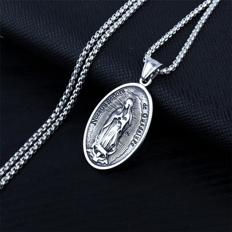 RR+`Virgin Mary Necklace Metal Pendant Virgin Mary Chain 22 ...