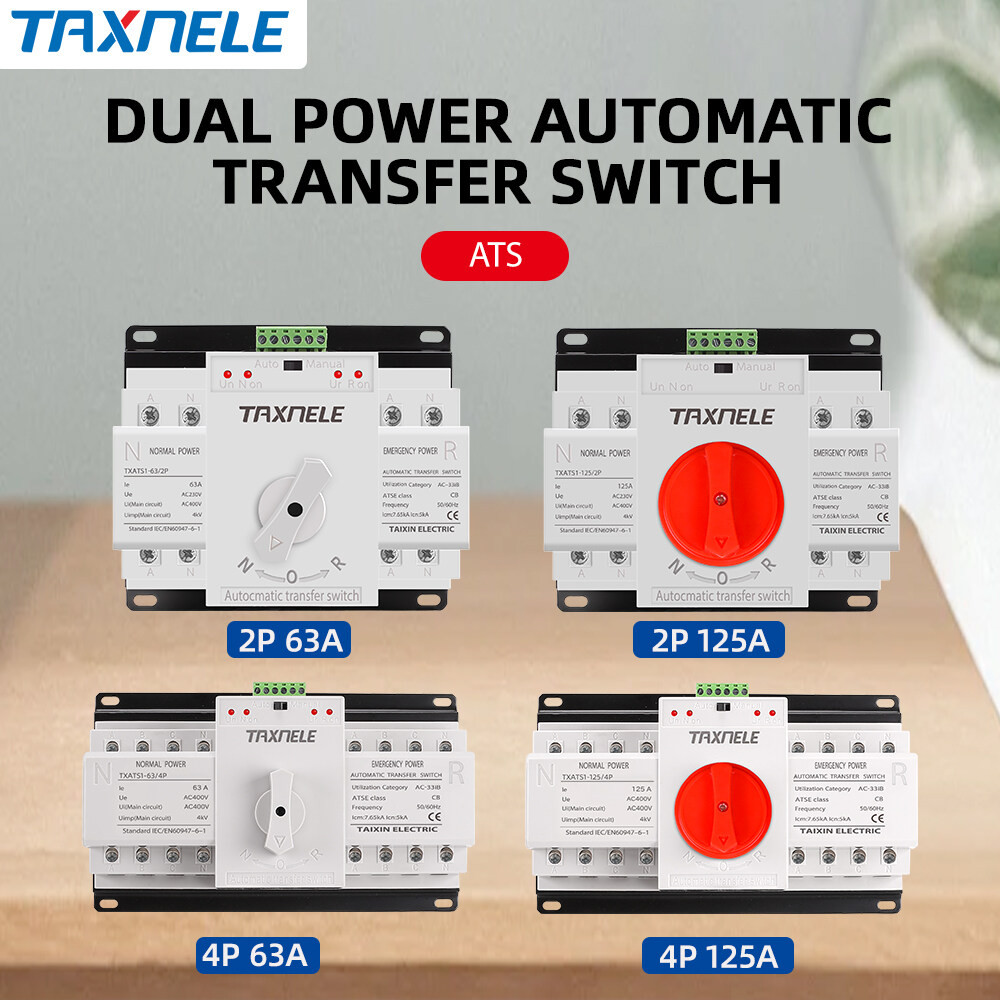 ATS 2P 4P 63A 125A Dual Power Automatic Transfer Switch AC230V 380V ...