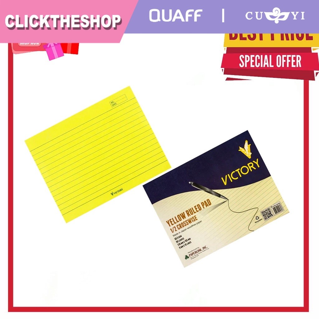 [1/2 CROSSWISE] Victory Yellow Pad 90 Leaves Stationary School Office ...
