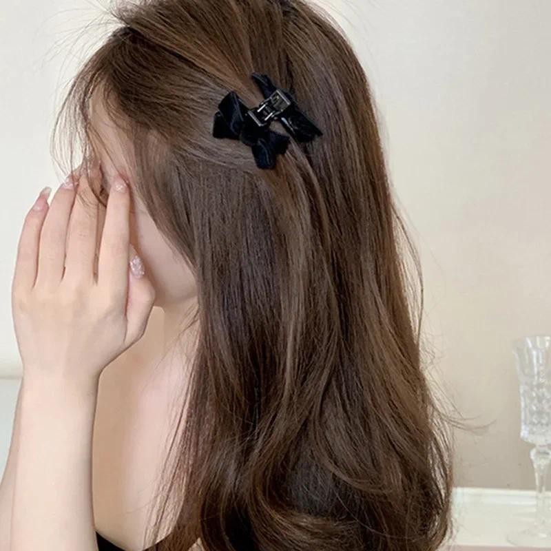 Flocking Bow Clip Cute Princess Hairstyle Hairpin Female Forehead Side ...