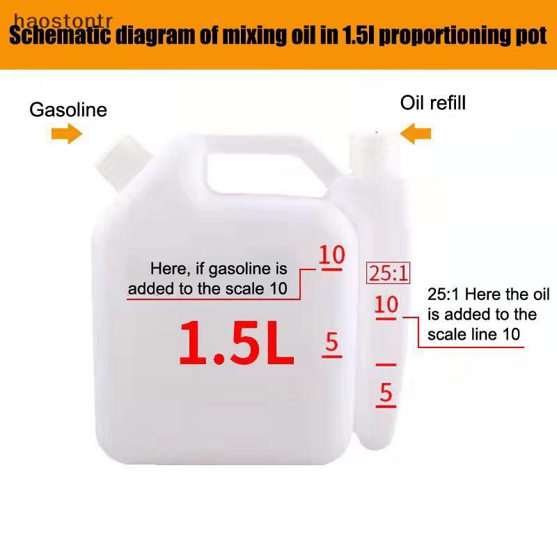 haostontr 1.5L Litre 2-Stroke Petrol Fuel Oil Mixing Bottle Tank For ...