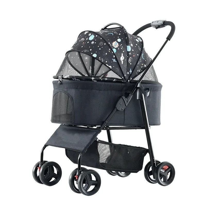 Dog Stroller with Detachable Bassinet Foldable 3 in 1 Multifunction Pet ...