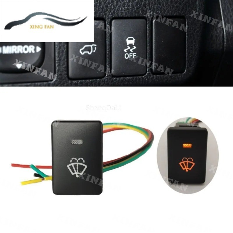 XF Orange LED Car Windshield Washer Wiper Cleaning Push Button Switch ...