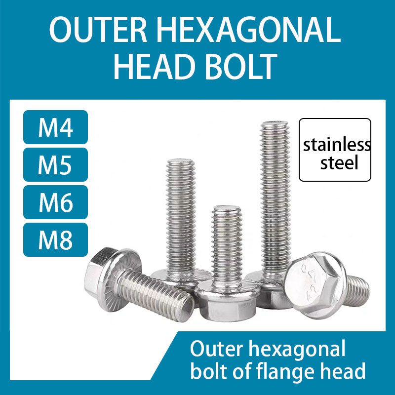 316/304 stainless steel flange face toothed bolt, external hexagonal ...