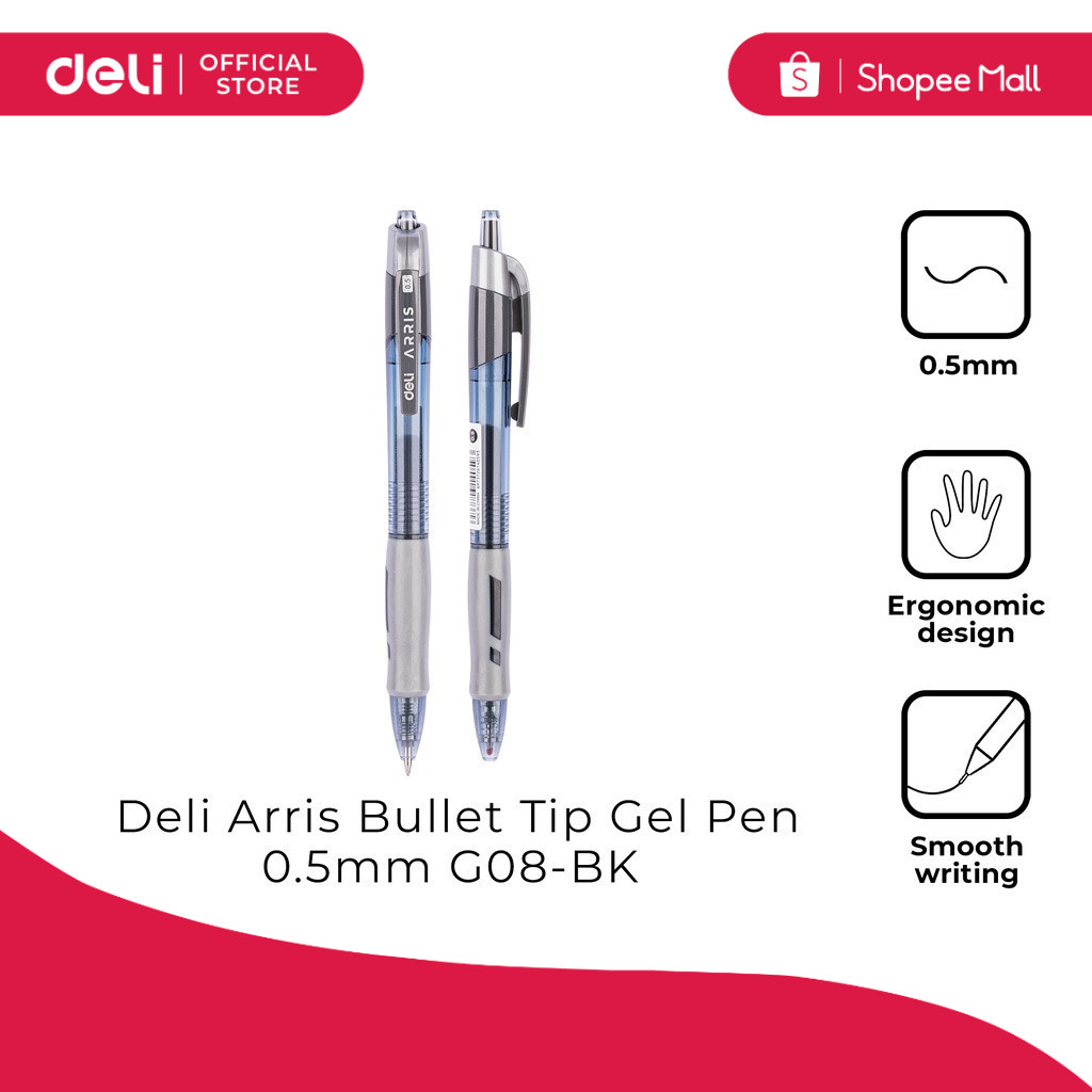 Deli EG08-BK Arrix Bullet Tip Gel Pen 0.5mm Black 1PC [78G08-BK ...
