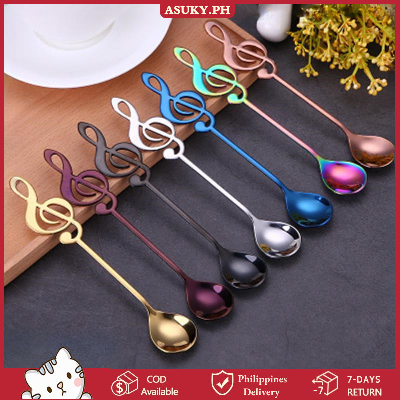 Stainless Steel Music Note Shape Spoons Coffee Tea Milk Stirring Spoon ...