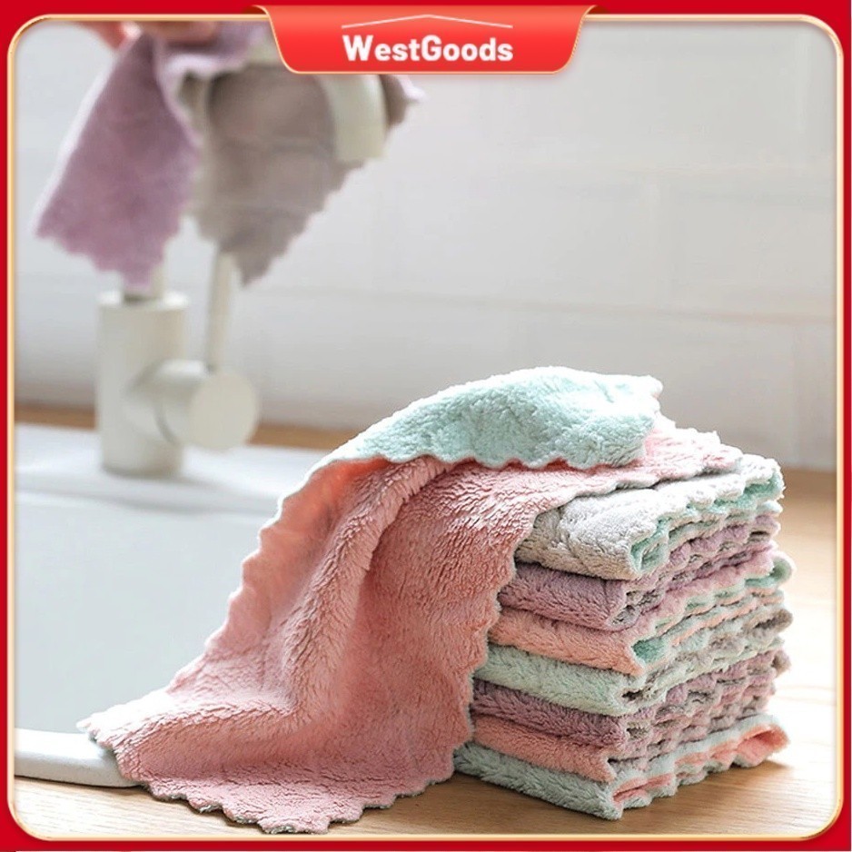 WG Kitchen Rags Microfiber Towel Absorbent Kitchen Towel Double-sided ...