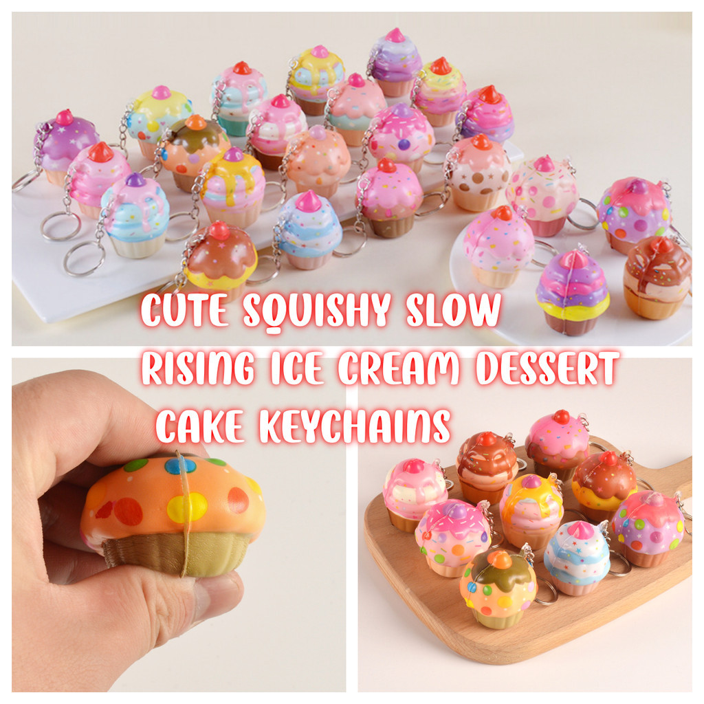 24 Styles Colorful Slow Rising Ice Cream Dessert Cake Keychains Cute ...
