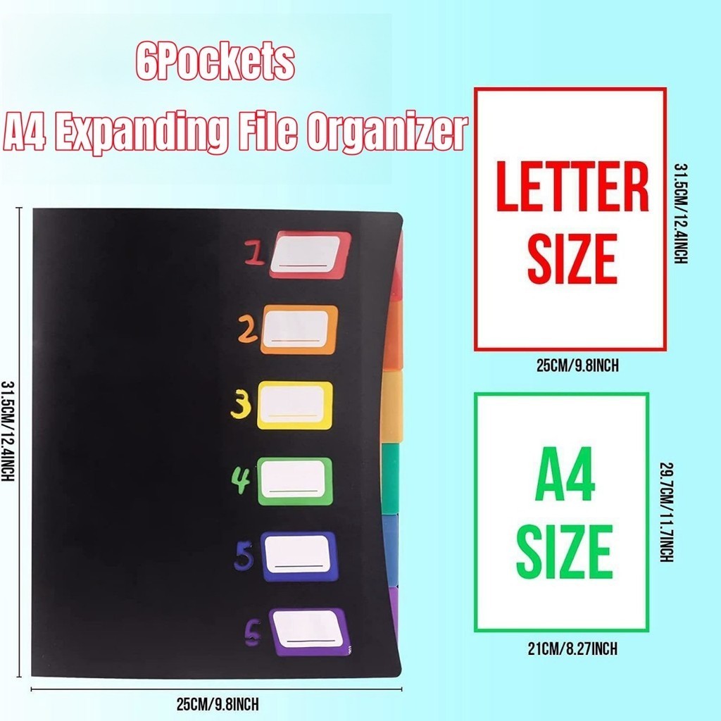 Rainbow Lining Colored Filing Folder Expanding File Folder Accordion A4 ...