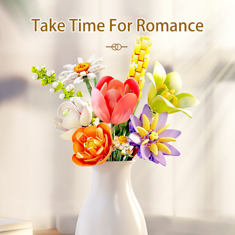 Assemble Flower Bouquet Crystal Building Blocks Flower Tulip Roses ...