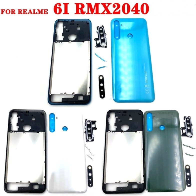 Battery Cover Back Glass Housing For Realme 6i RMX2040 LCD Front Middle ...