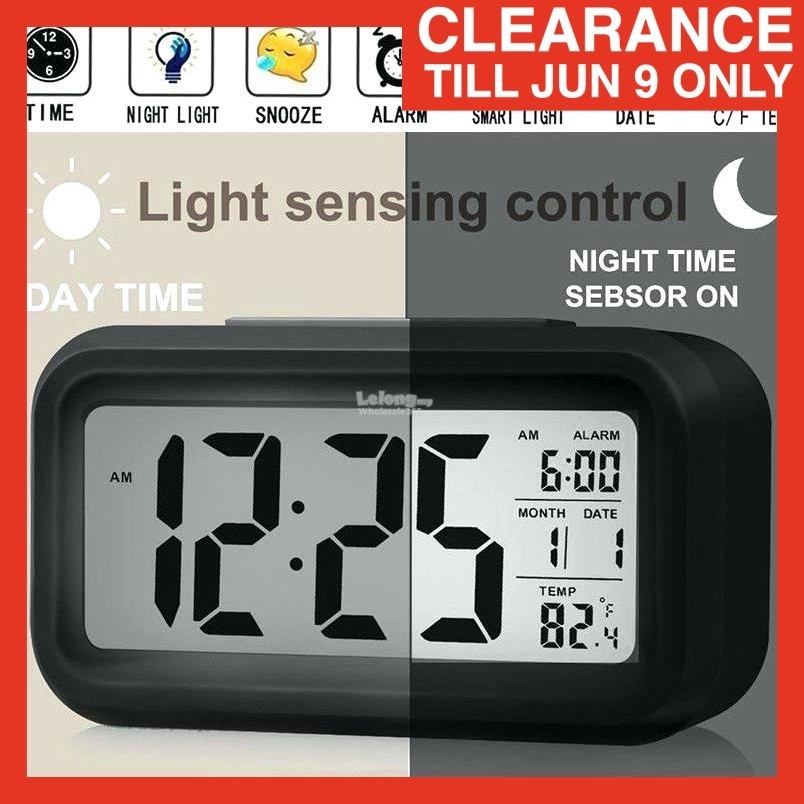 (SIMPLE MODERN DESIGN) Large Bright LED Digital Alarm Smart Clock Touch ...