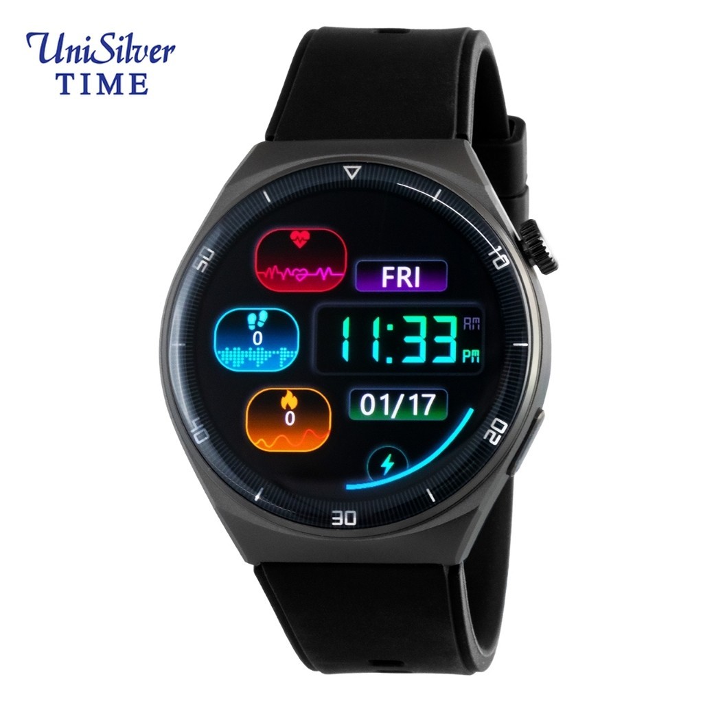 UniSilver TIME Unisex EONIX Smart Watch BP Oxygen Heart Rate ECG Black ...