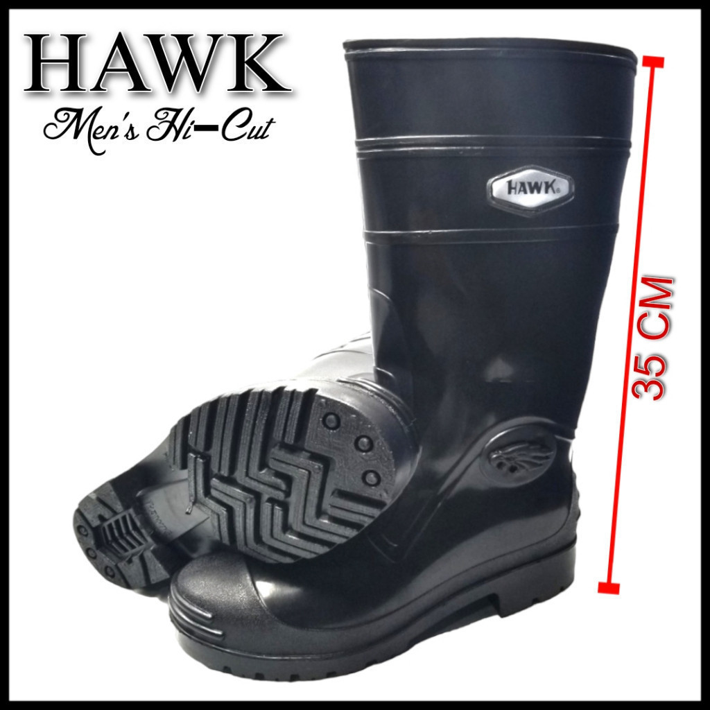 Hawk Unisex Black Rain Boots White Waterproof Shoes Rubber Boots Rain ...