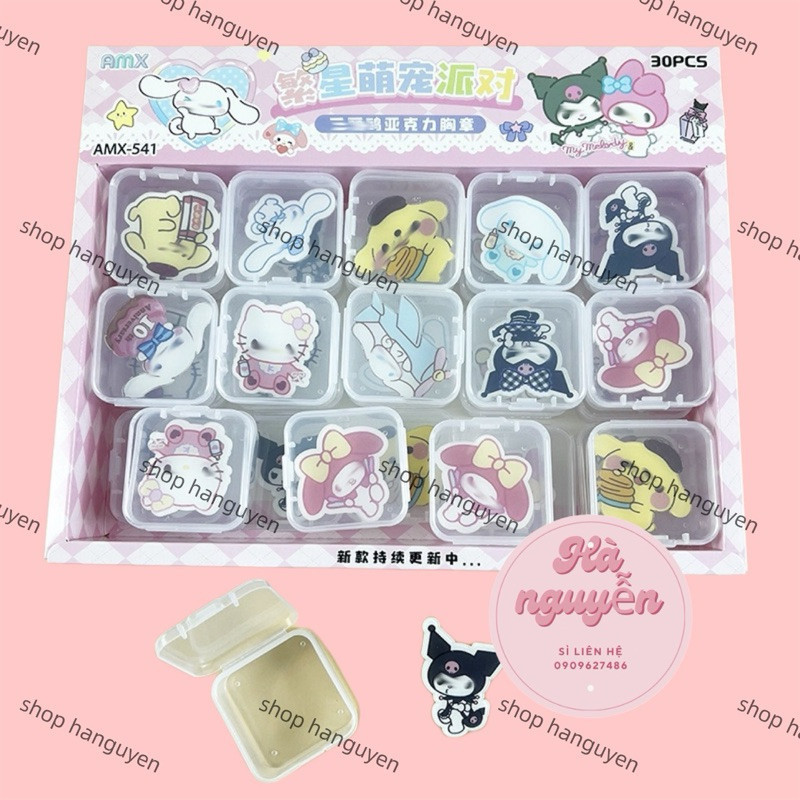 Tray of 30 boxes of sturdy solid plastic sarino kuromi badges for ...