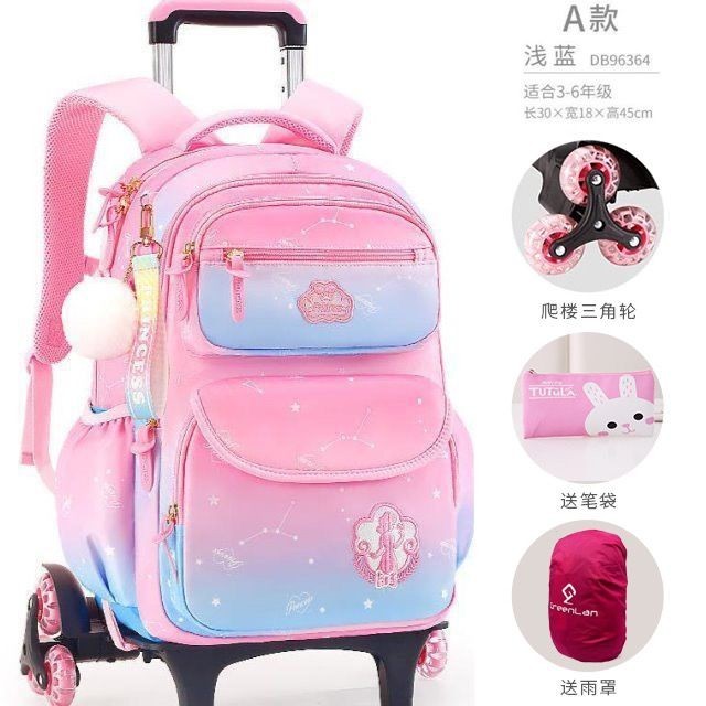 Children's Trolley Schoolbag Primary School Student Female Waterproof ...