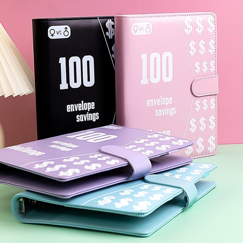 BK 100 Days A5 Envelope Challenge Binder Color PU Leather Budget Book ...