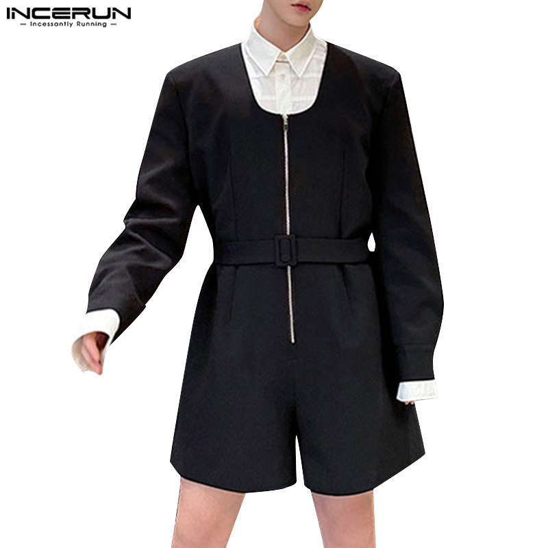 INCERUN Men Korean Casual Personalized Solid Color Long Sleeve ...