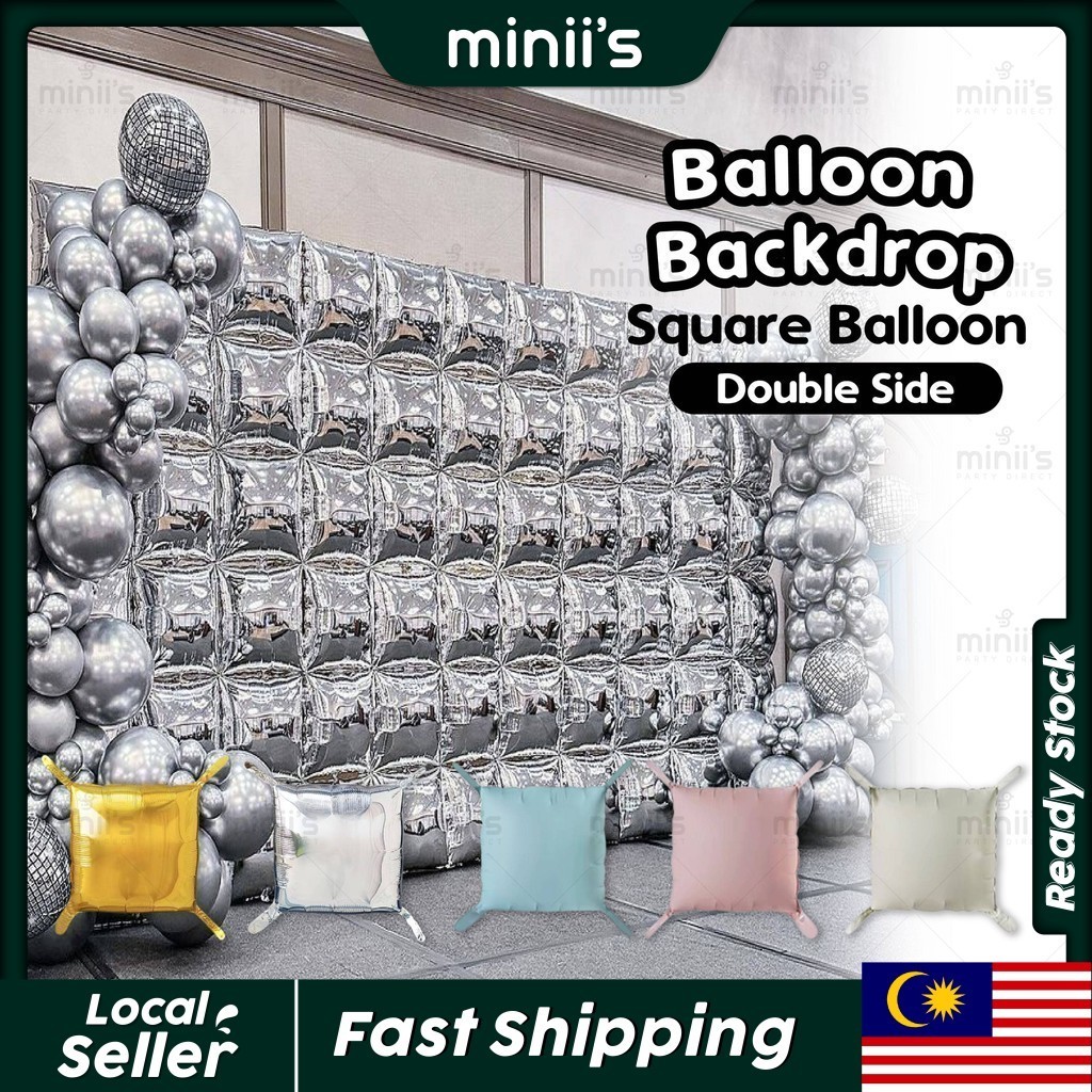 MINIIS Balloon Backdrop Double Side Square Balloon Garland Aluminium ...