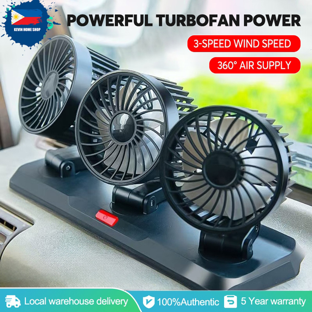 Universal Car Fan 12v/24v Electric Three Head Automotive Fan 360 ...