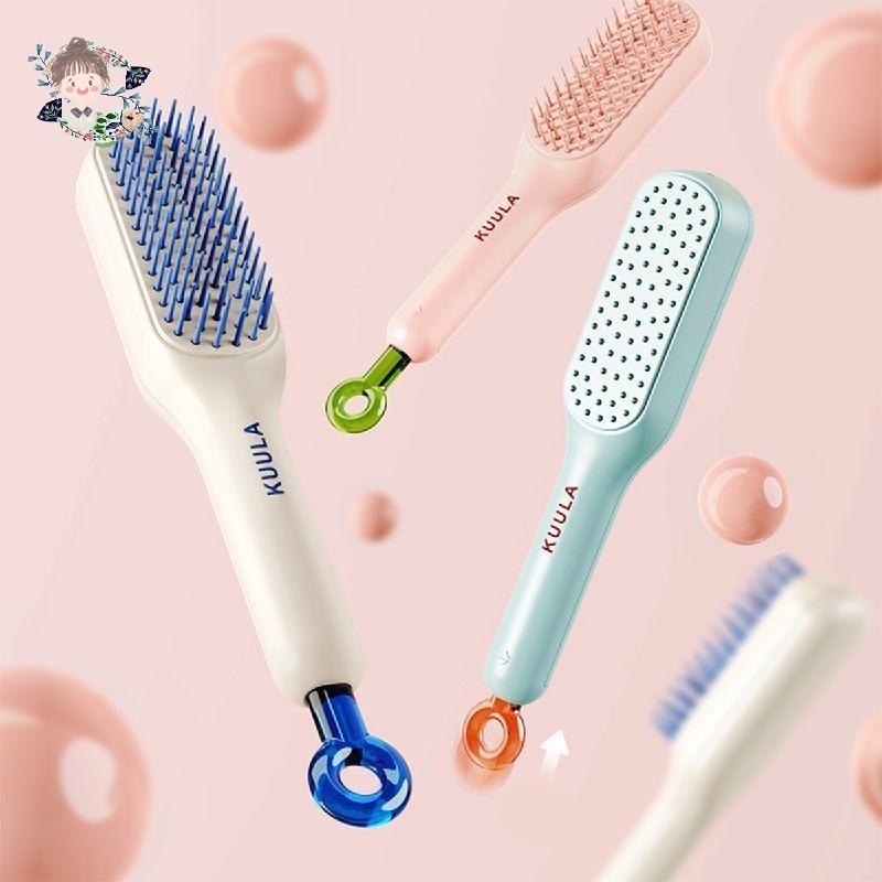 Easy Clean Retractable Bristles Oval Comb, for Curly, Straight, Thick ...