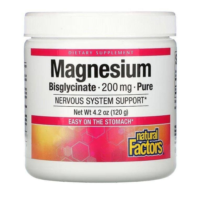 Natural Factors, Magnesium Bisglycinate, Pure, 200 mg, 4.2 oz (120 g ...