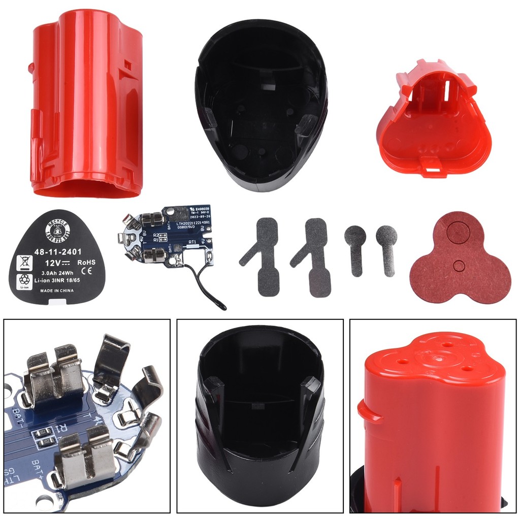 1 Set M12 Three-cell Battery Shell (Kit) Fit For Milwaukee 12V Li-Ion ...