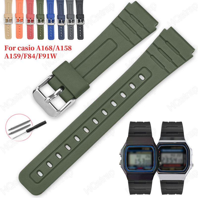 18mm TPU Resin Strap for Casio A168/A158/F91W Convex Watch Band Frosted ...
