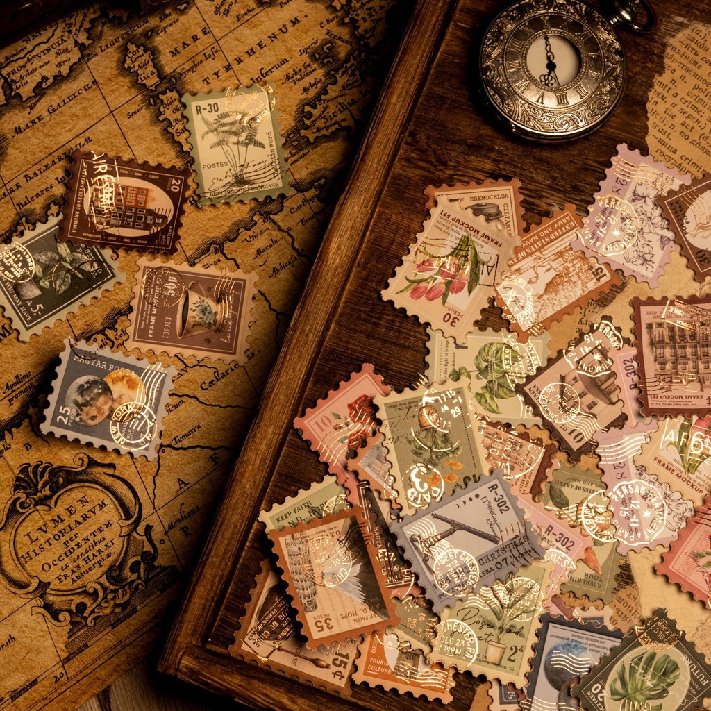 20 Pcs Scrapbooking Stickers Vintage Stamp Retro Poster Stickers For ...