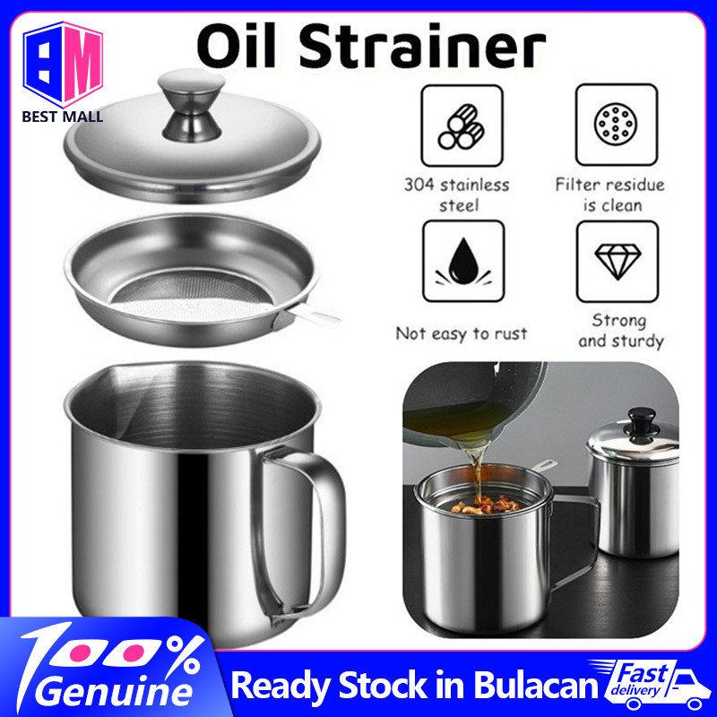 304 Stainless Steel Oil Container Household Oil Strainer Container With ...