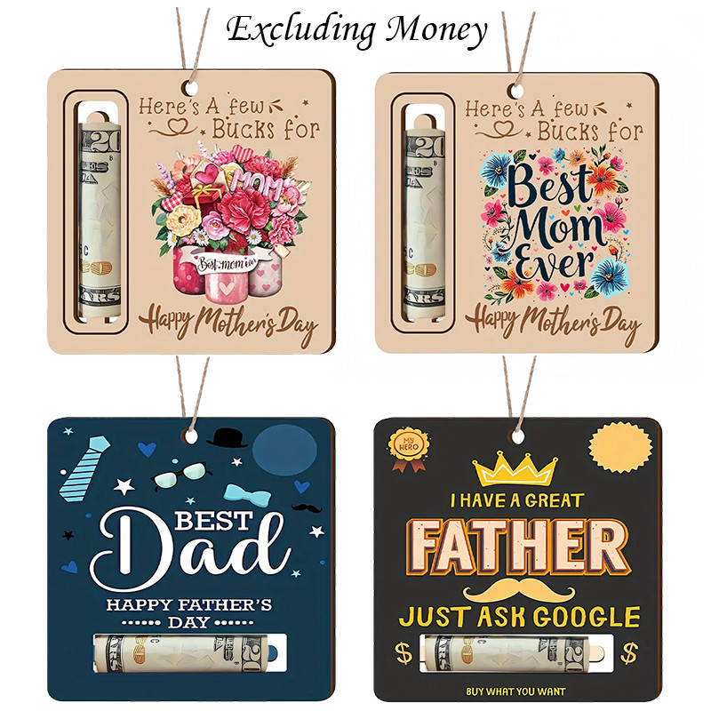 Mother's Day Wooden Wallet Mother's Day Father's Day Gift Money Holder ...