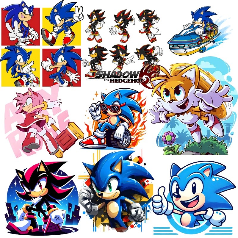 Sonic cartoon hot stamping sticker DIY heat transfer printing washing ...