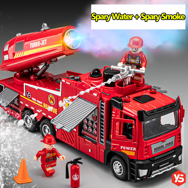 Fire Truck Toy Metal Cab,Firetruck Toy with Lights,Sounds,Working Water ...