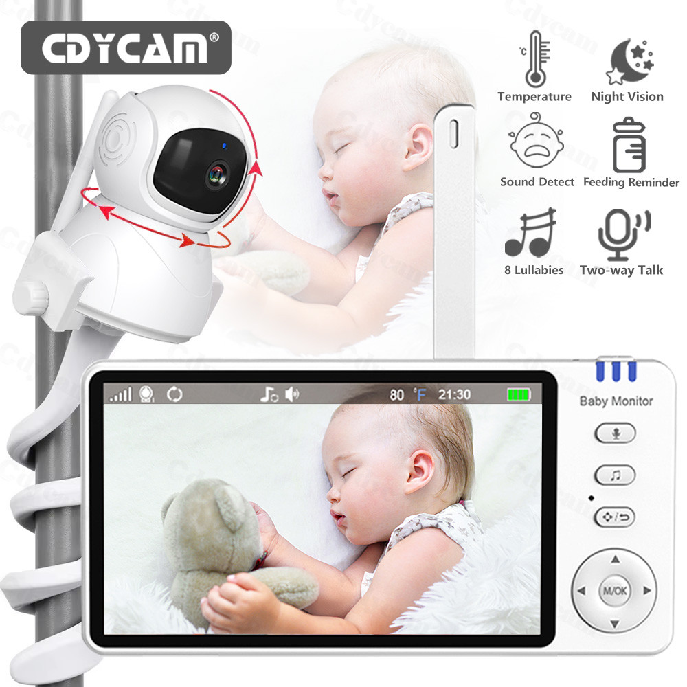5 Inch HD Baby Monitor With Camera Two-Way Audio 3500mAh Battery ...