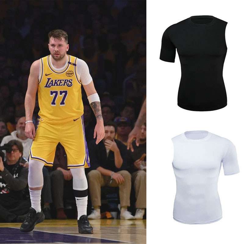 Men's One-Arm Compression T-Shirt NBA Curry Doncic Basketball Jersey ...