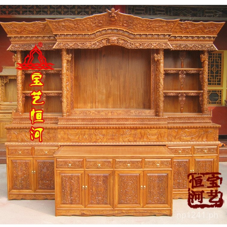 Custom-made Altar Shrine-Buddhist Shrine Ganges Style Solid Wood Buddha ...