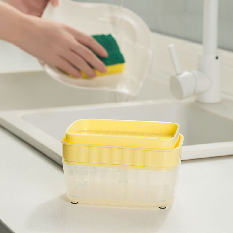 2in1 Layer Dishwashing Liquid Pump Dispenser Kitchen Sink Soap Box ...