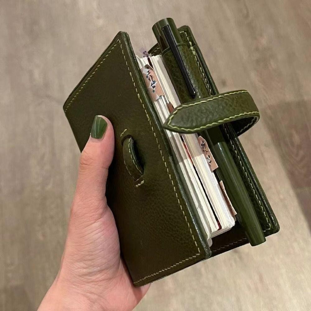ROSE Green Leather Notebooks, M5 Thickened Pocket Book, Portable Blank ...